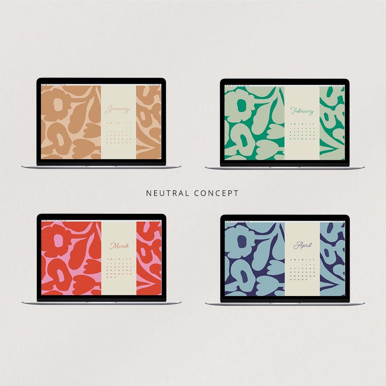 2026 Calendar Wallpaper: Floral Colorful Desktop Laptop Background ...