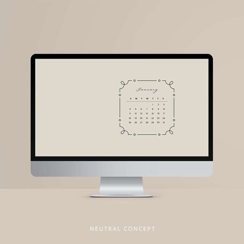 2026 Calendar Desktop Wallpaper Organizer: Minimalist Design (digital ...
