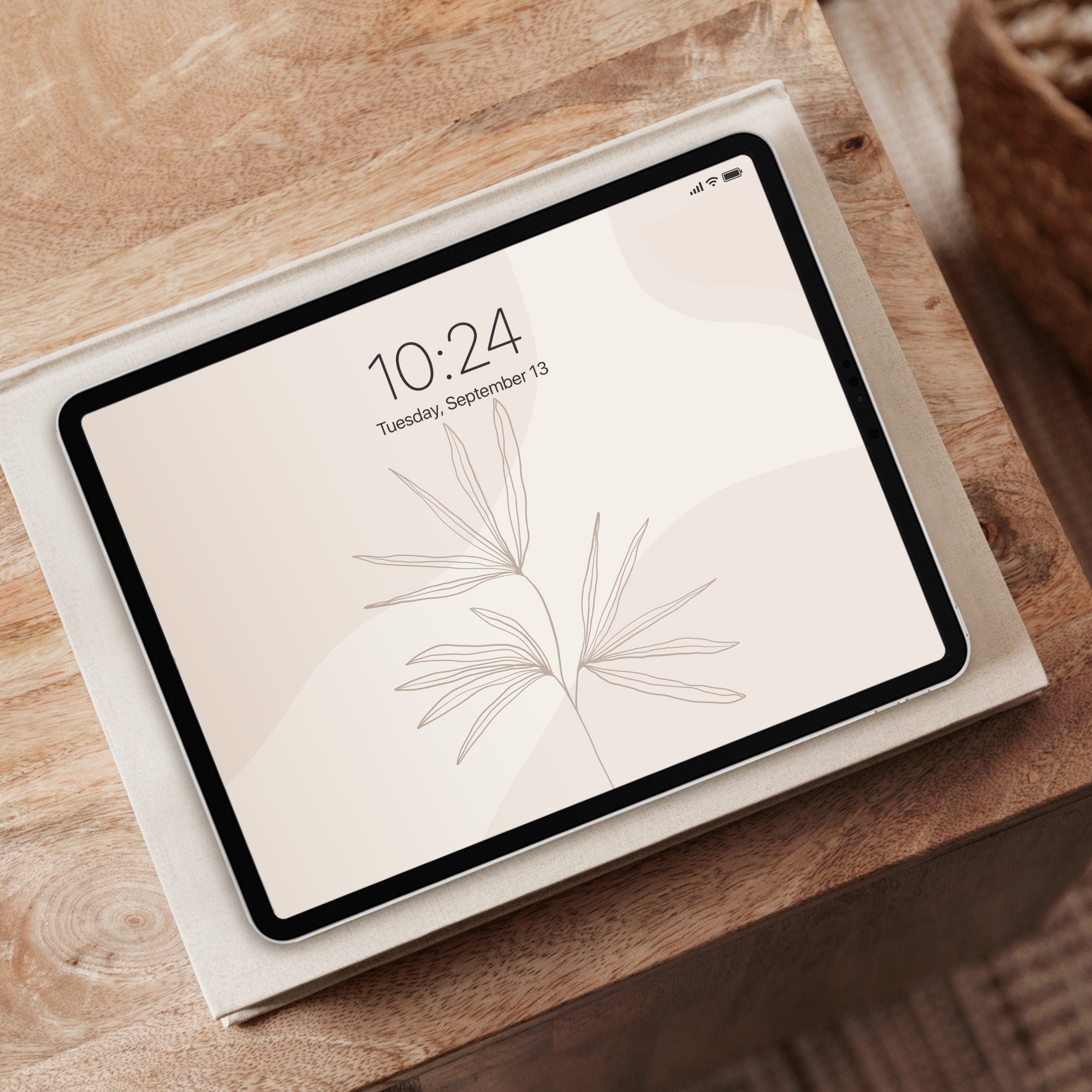 Abstract Floral Digital Wallpaper Beige Neutral Aesthetic iPad ...