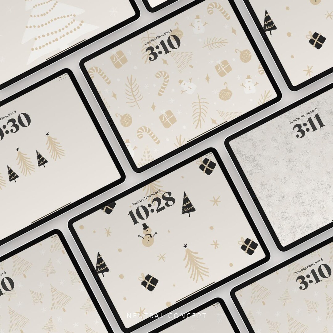 Neutral Christmas iPad Wallpaper Bundle: Minimalist Holiday Tablet ...