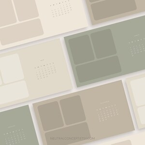 Neutral Desktop Organizer 12 Month Calendar Aesthetic Laptop Digital ...