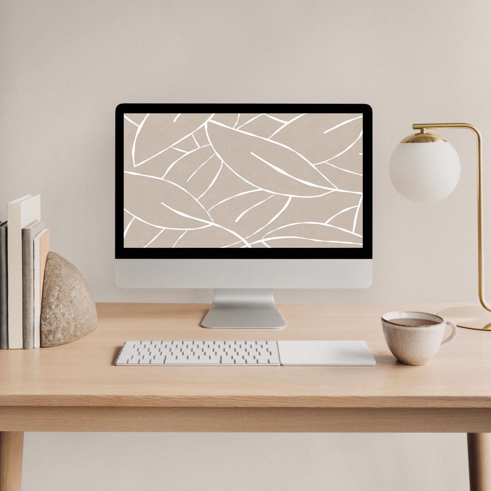 Neutral Floral Desktop Wallpaper: Minimalist Botanical Laptop ...