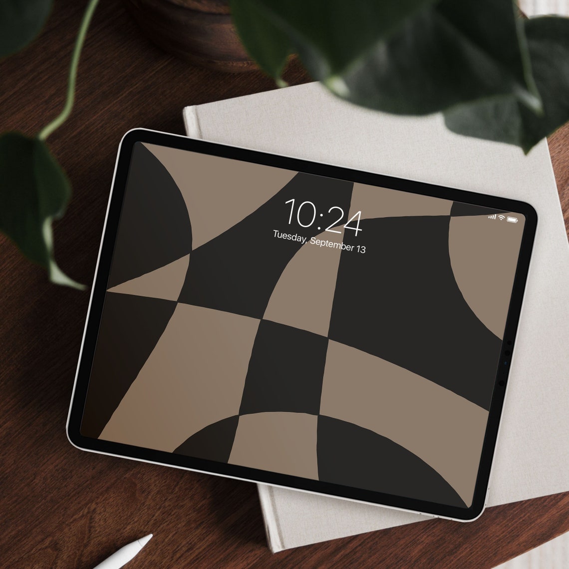 Abstract iPad Wallpaper: Warm Neutral, Modern Brown & Black (digital ...