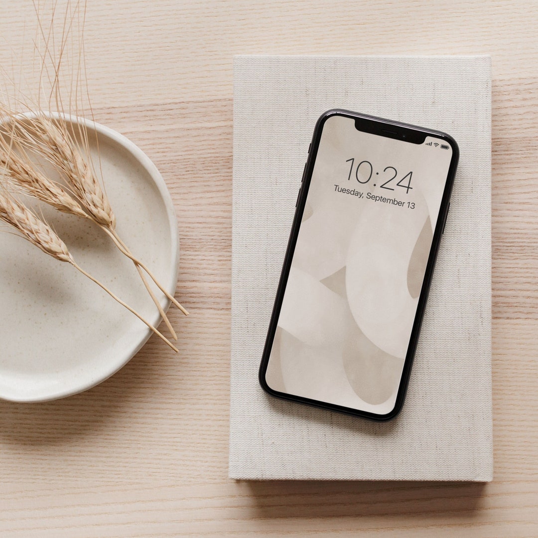 Beige Phone Wallpaper | Organic Modern iPhone Background (digital ...