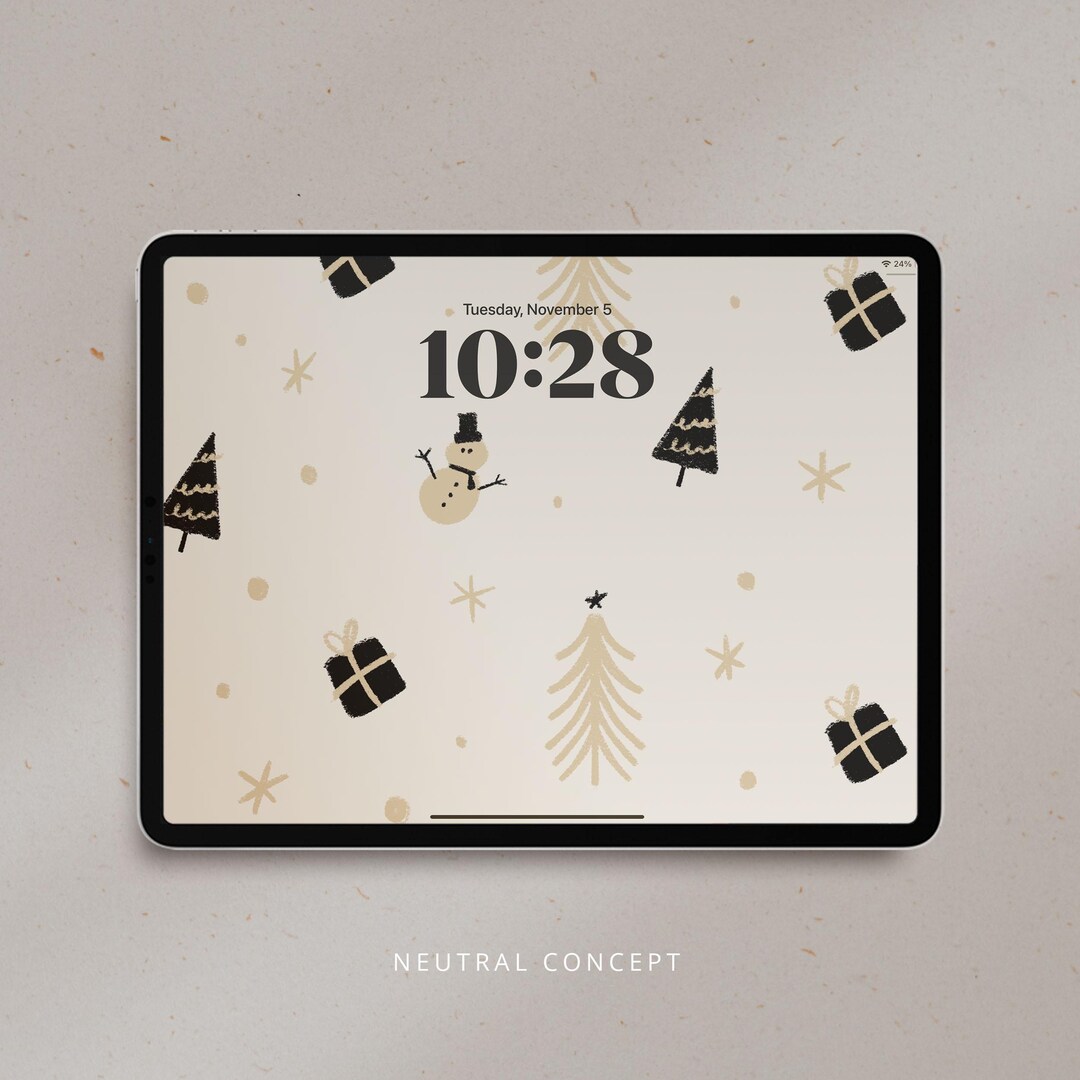 Christmas iPad Wallpaper Neutral Holiday Wallpaper Winter Tablet ...