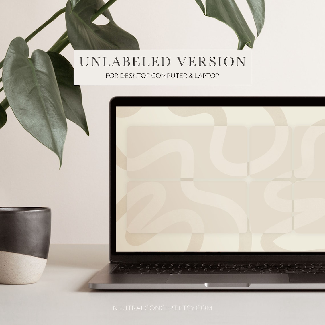 Neutral Desktop Organizer Modern Aesthetic Laptop Digital Wallpaper ...