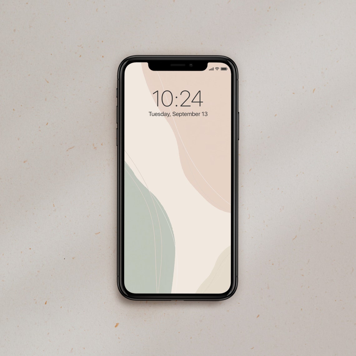 Aesthetic Phone Digital Wallpaper Organic Green and Warm Beige iPhone ...