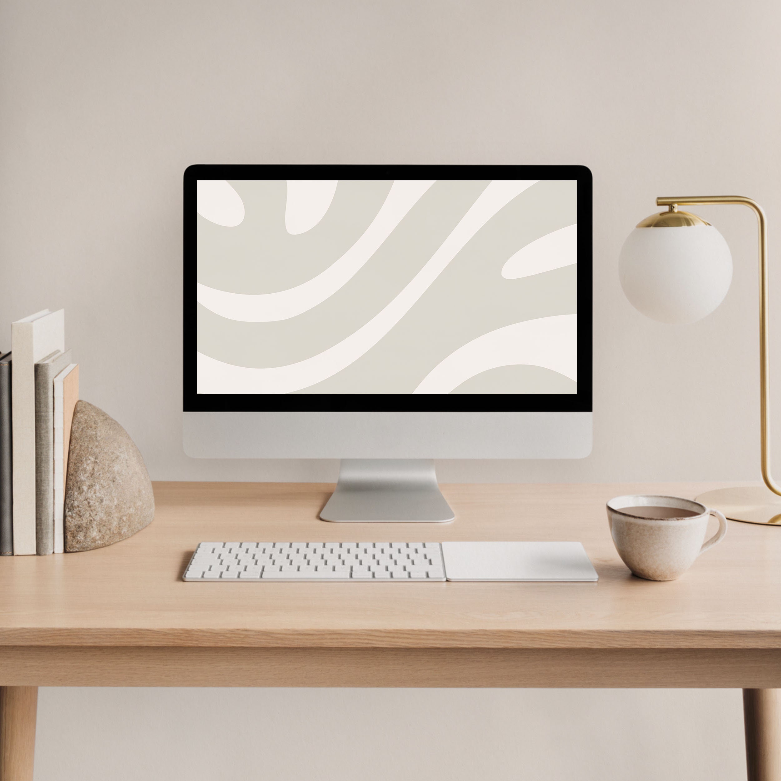 Aesthetic Desktop Wallpaper Warm Neutral Modern Minimalist Laptop ...