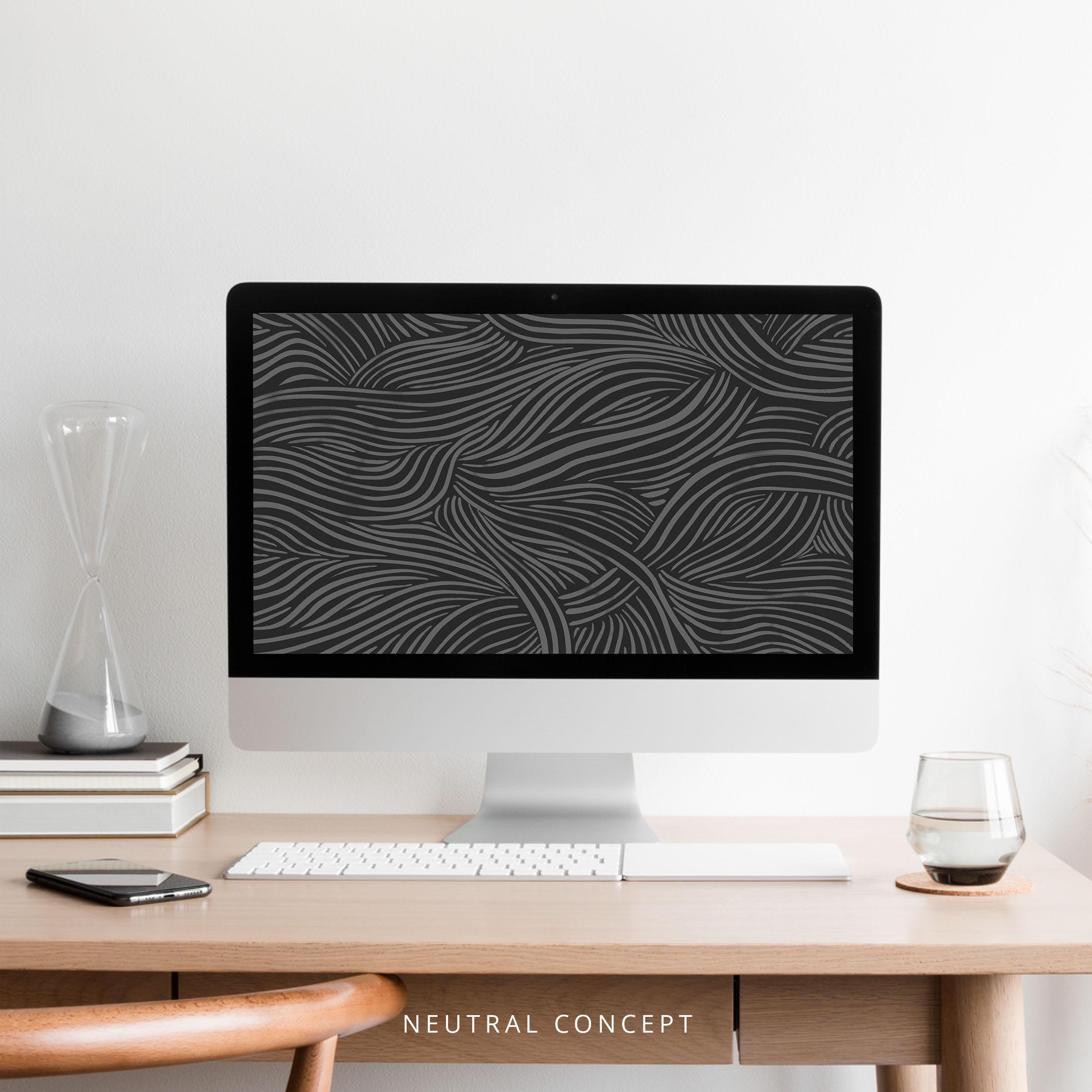 Modern Dark Desktop Wallpaper | Black Lines Laptop Background (digital ...