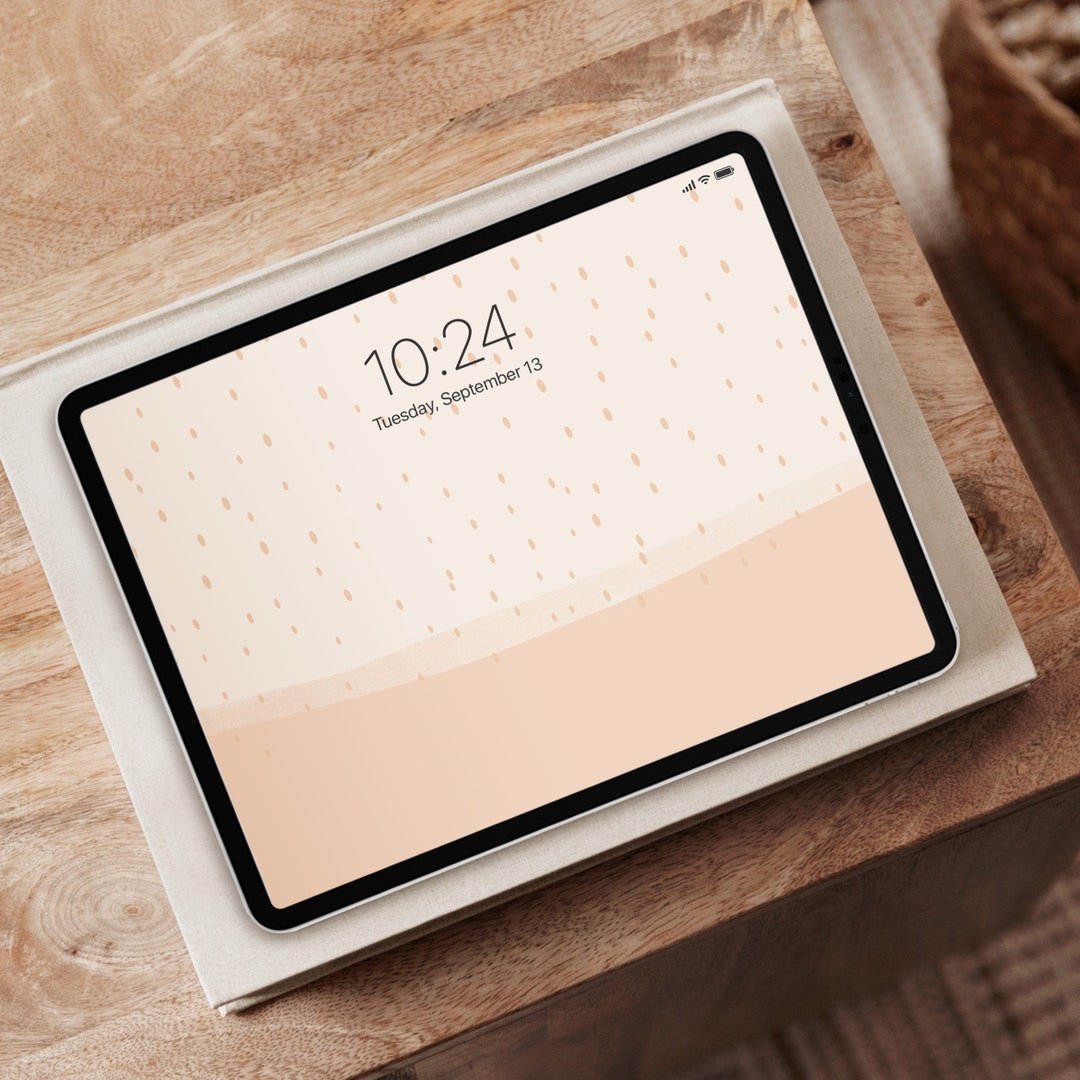 Warm Neutral iPad Wallpaper Beige and Pink Modern Aesthetic Tablet ...