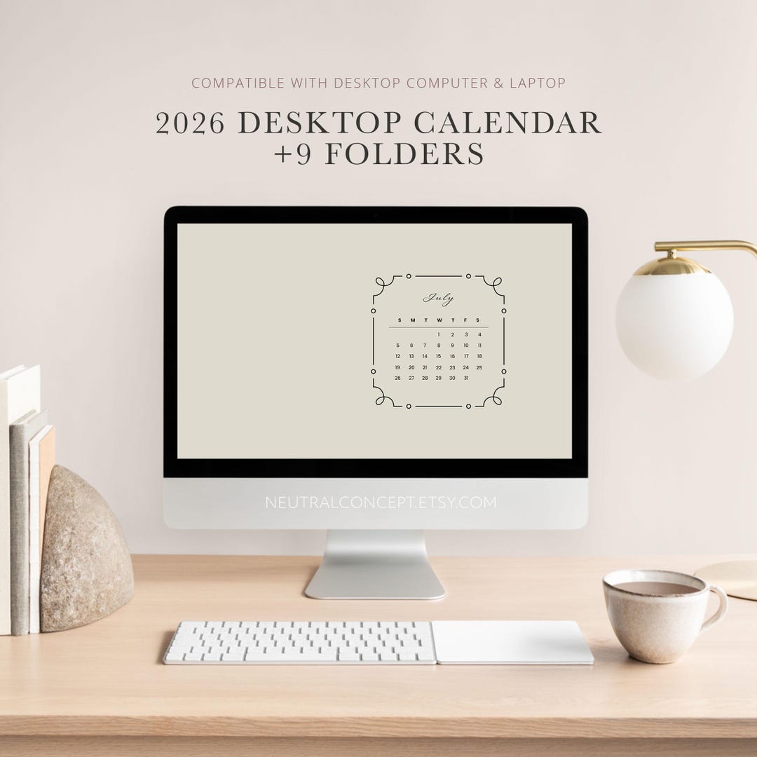 2026 Calendar Desktop Wallpaper Organizer: Minimalist Design (digital ...