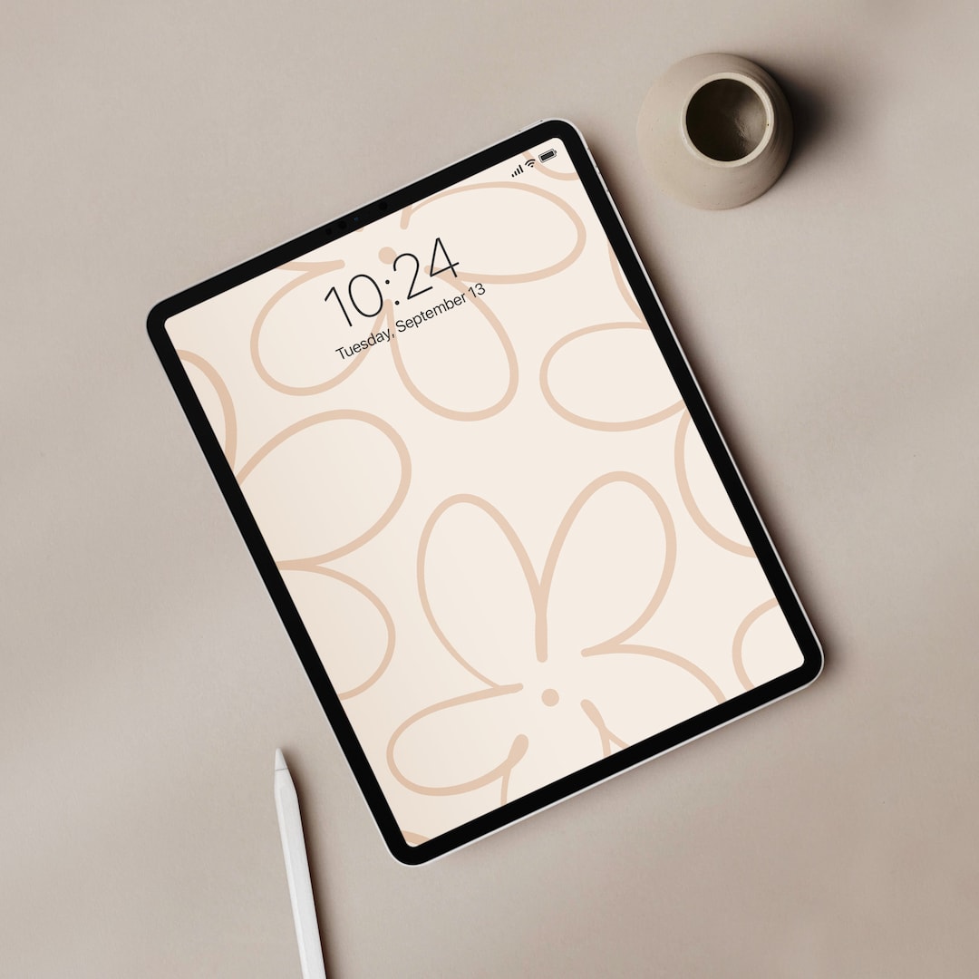 Floral iPad Wallpaper | Neutral Beige Botanical Tablet Background ...