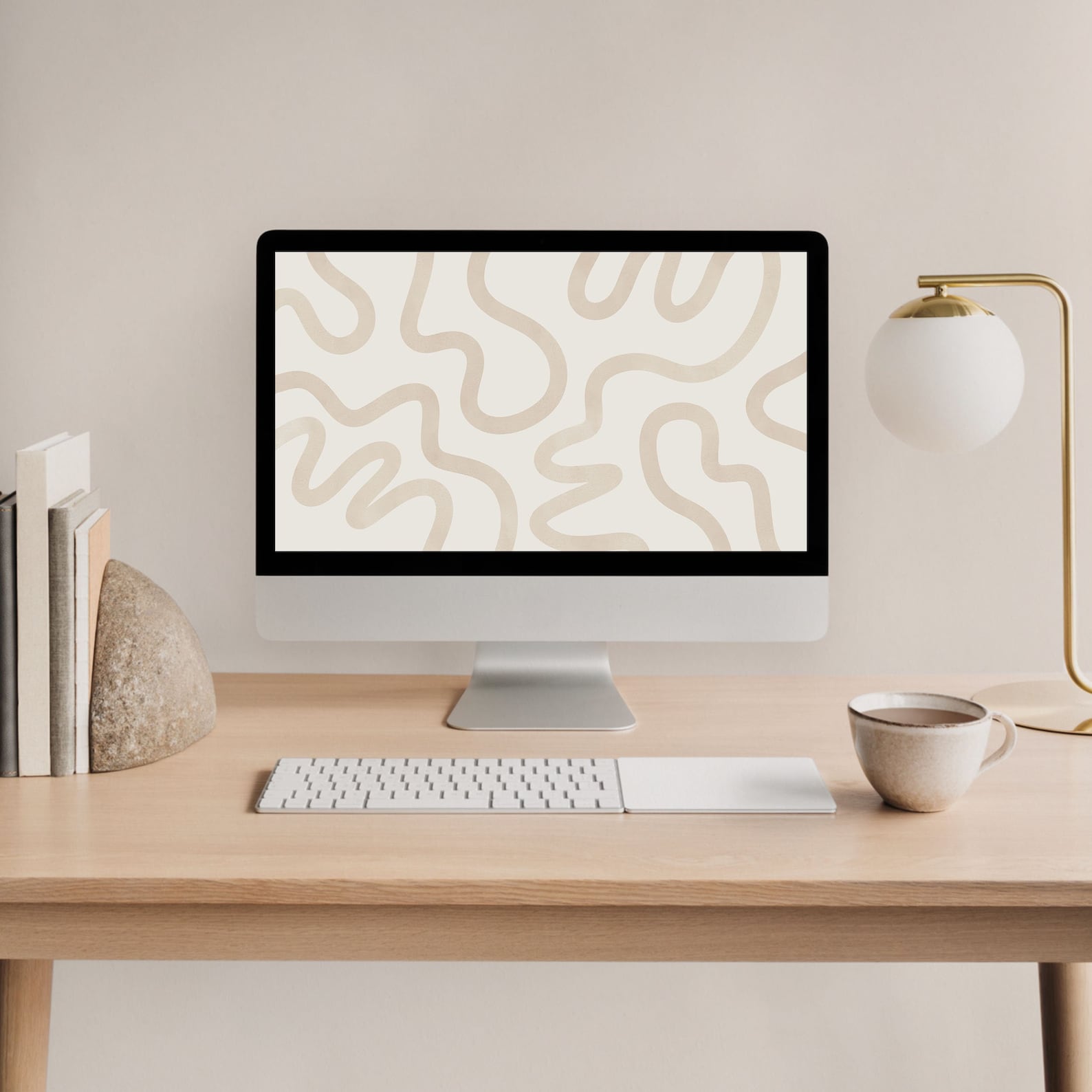 Aesthetic Desktop Digital Wallpaper Minimalist Warm Neutral Laptop ...