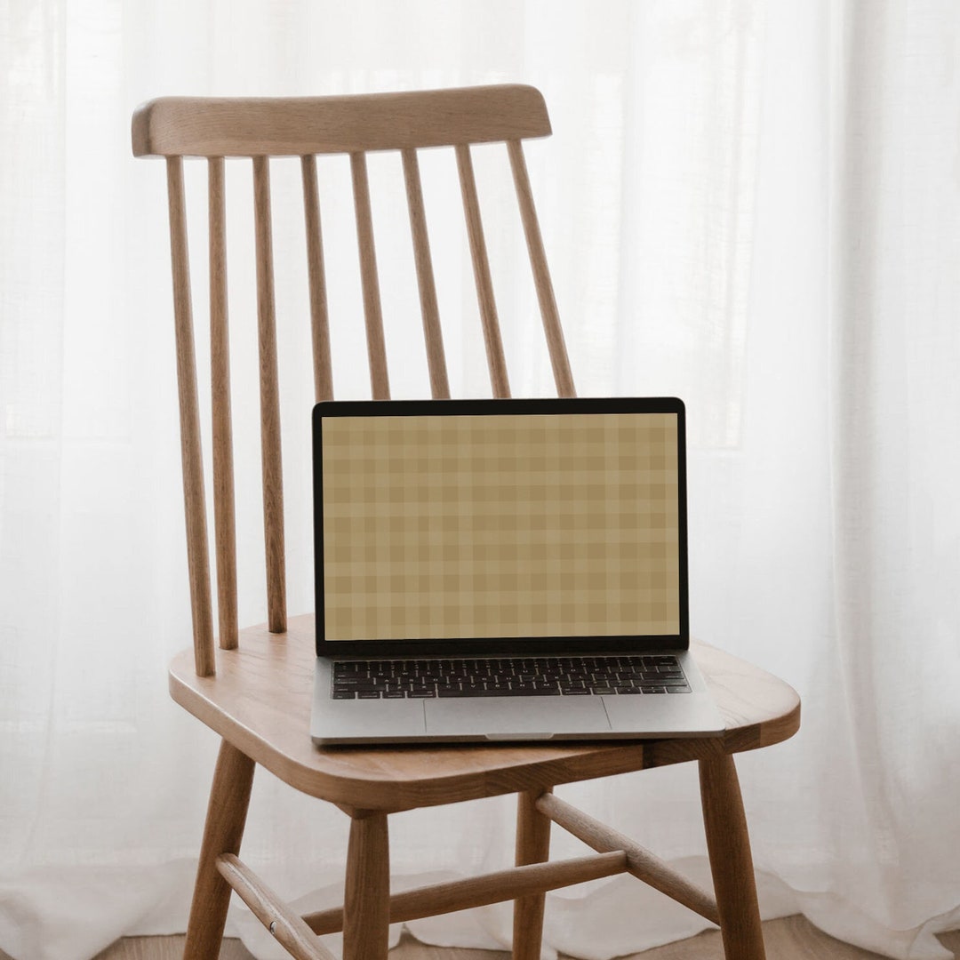 Gingham Desktop Digital Wallpaper Minimalist Neutral Autumn Laptop ...