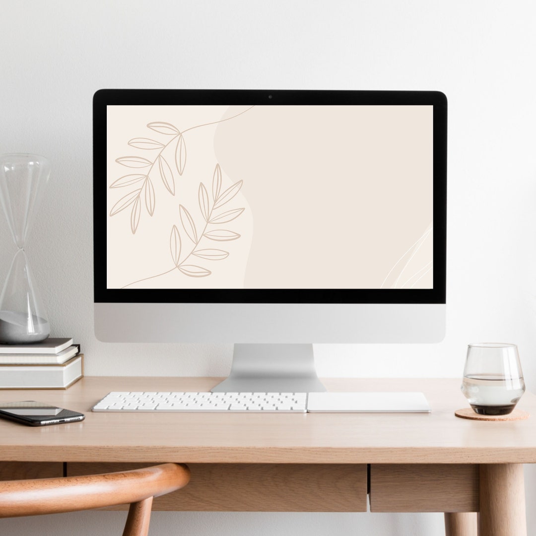 Neutral Flowers Desktop Wallpaper Modern Aesthetic Laptop - Etsy