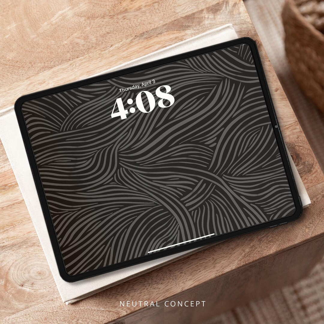 Abstract Lines iPad Wallpaper: Modern Dark Mode Neutral Tablet ...