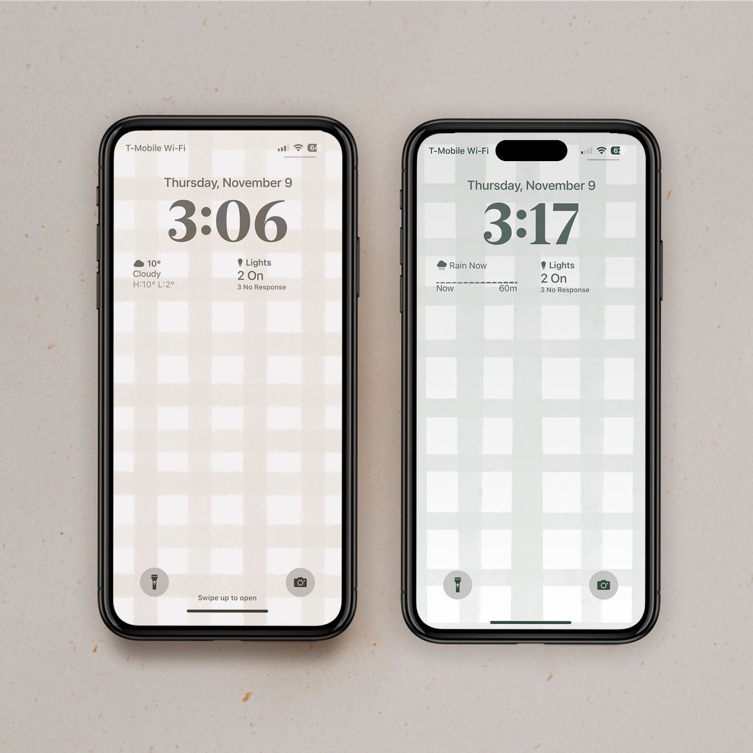 Gingham Phone Bundle Digital Wallpaper Beige Green Aesthetic iPhone ...