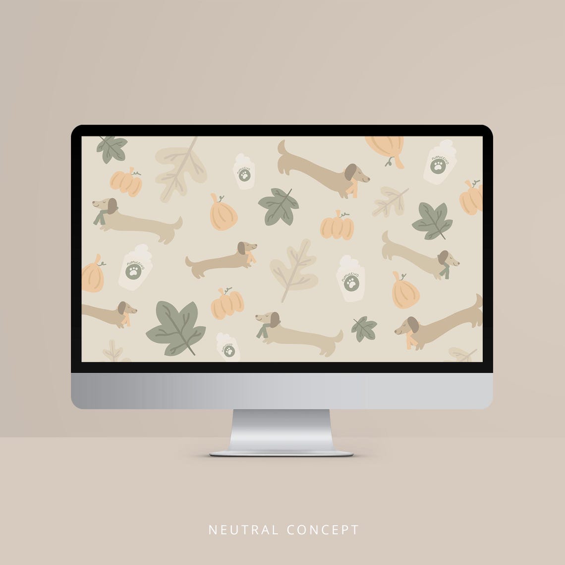Dachshund Desktop Wallpaper: Autumn Dog Laptop Background (digital ...