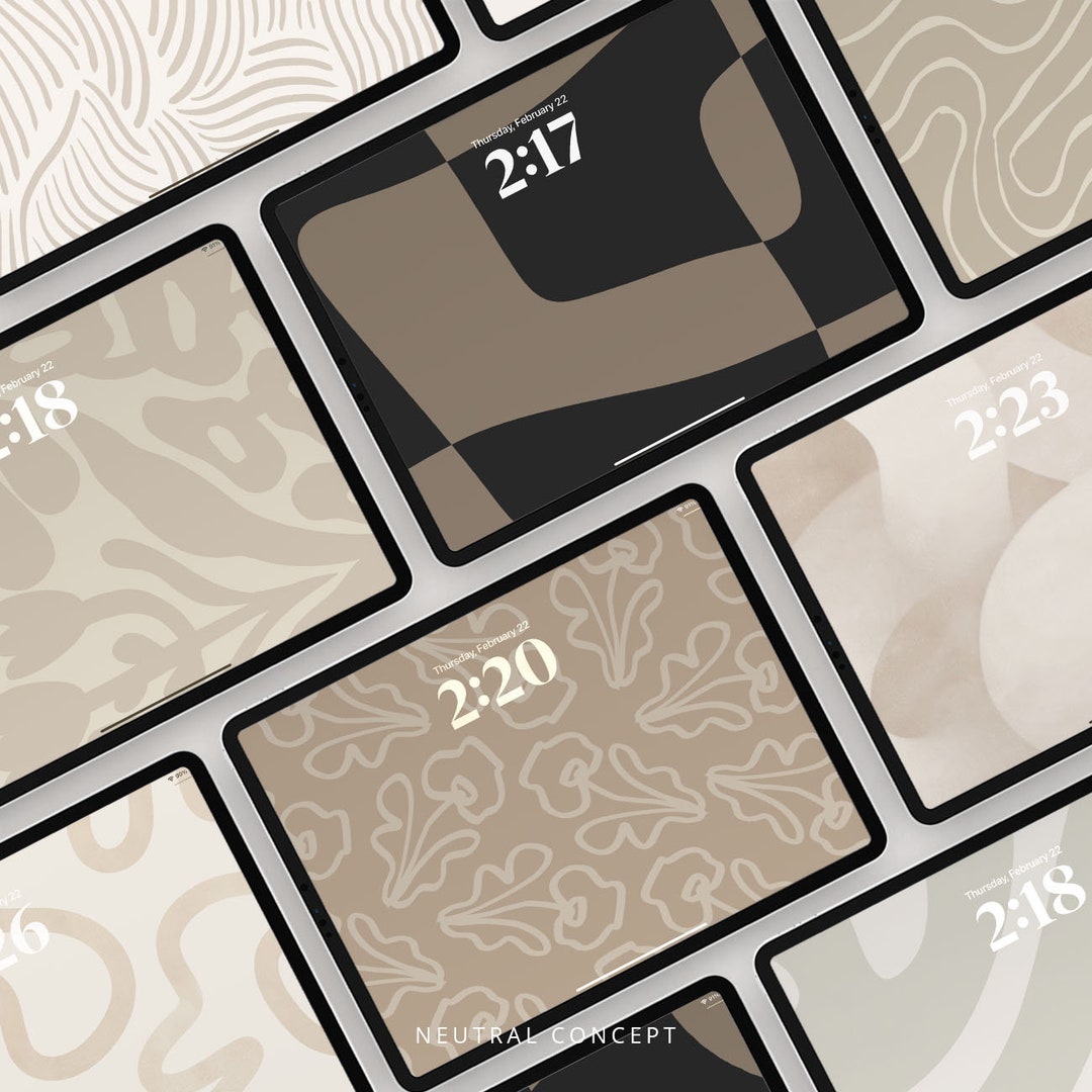 Aesthetic Bundle iPad Wallpapers Warm Neutral Tablet Home Screen Modern ...