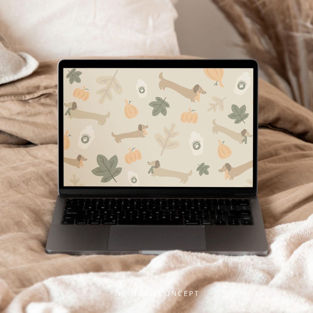 Dachshund Pumpkin Dog Desktop Wallpaper: Minimalist Autumn Laptop ...
