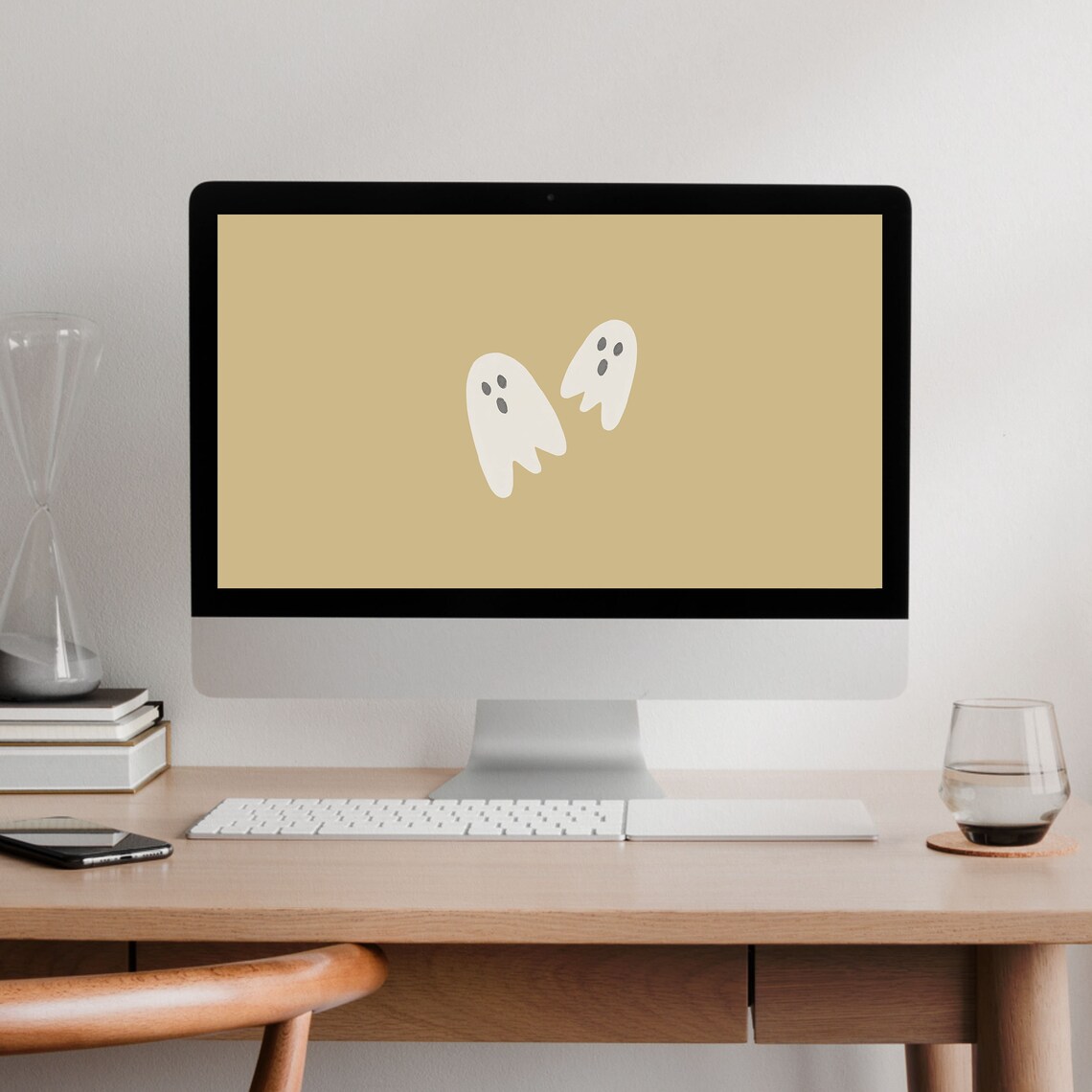 Halloween Fall Desktop Wallpaper Neutral Ghost Aesthetic Laptop ...