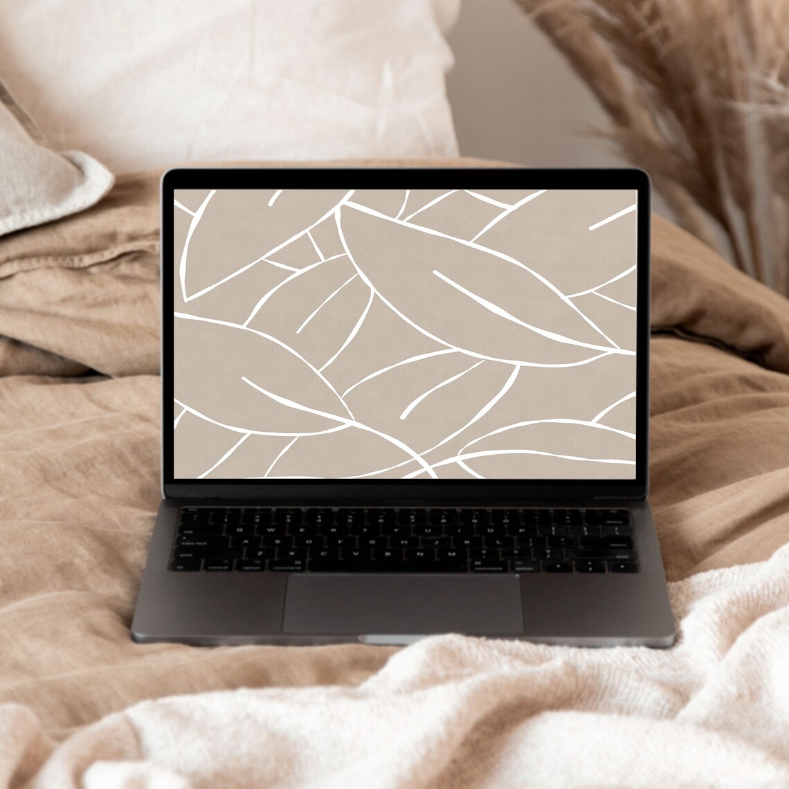 Neutral Floral Desktop Wallpaper: Minimalist Botanical Laptop ...