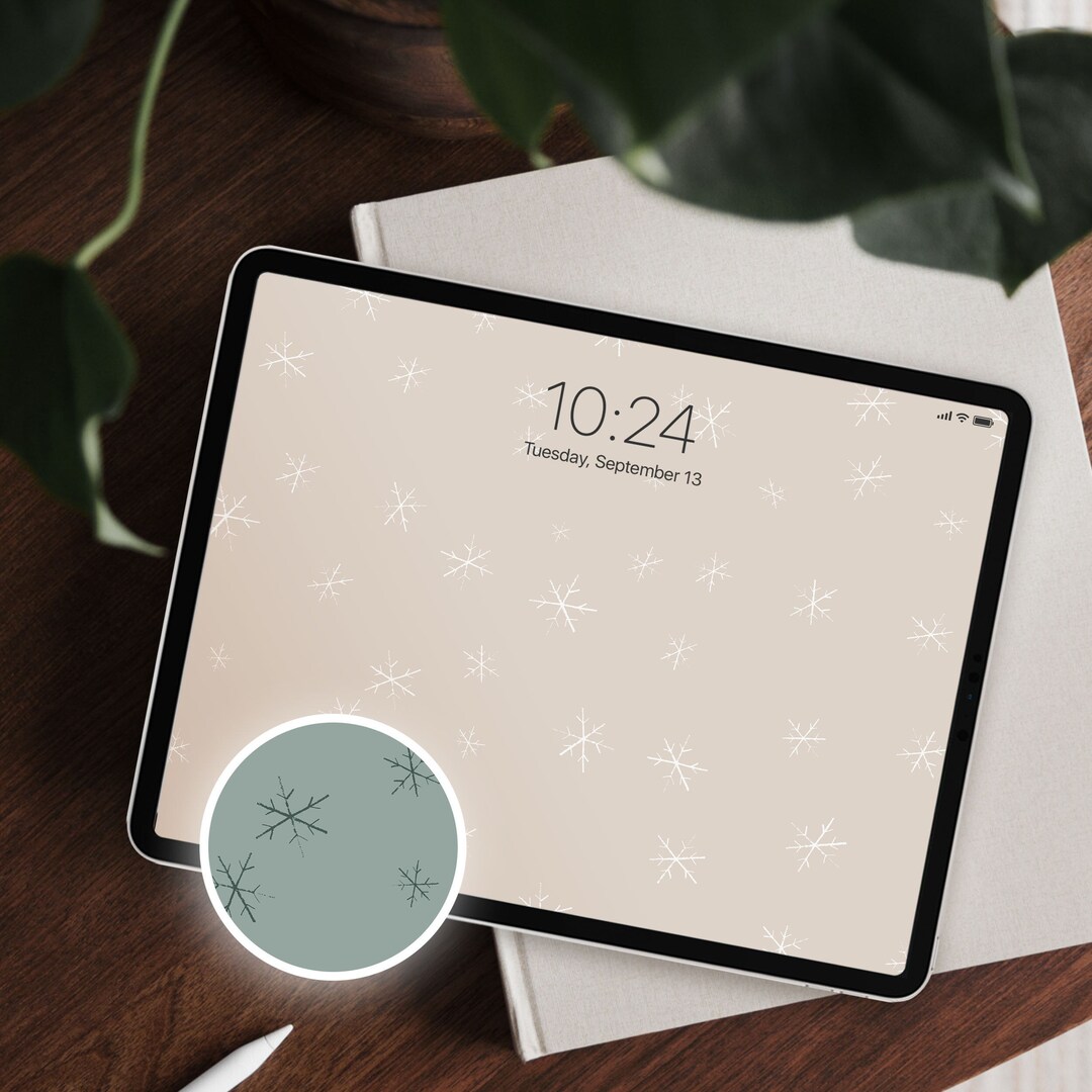 Snow Flakes iPad Digital Wallpaper Bundle Minimalist Neutral Winter ...
