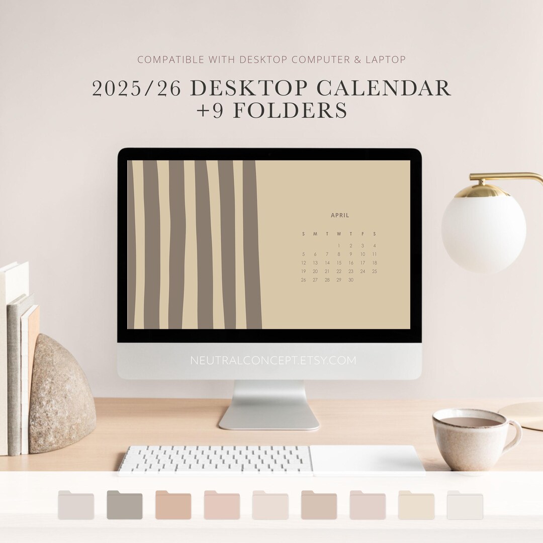 2025 2026 Calendar Wallpaper 12 Month Digital Desktop Organizer for ...