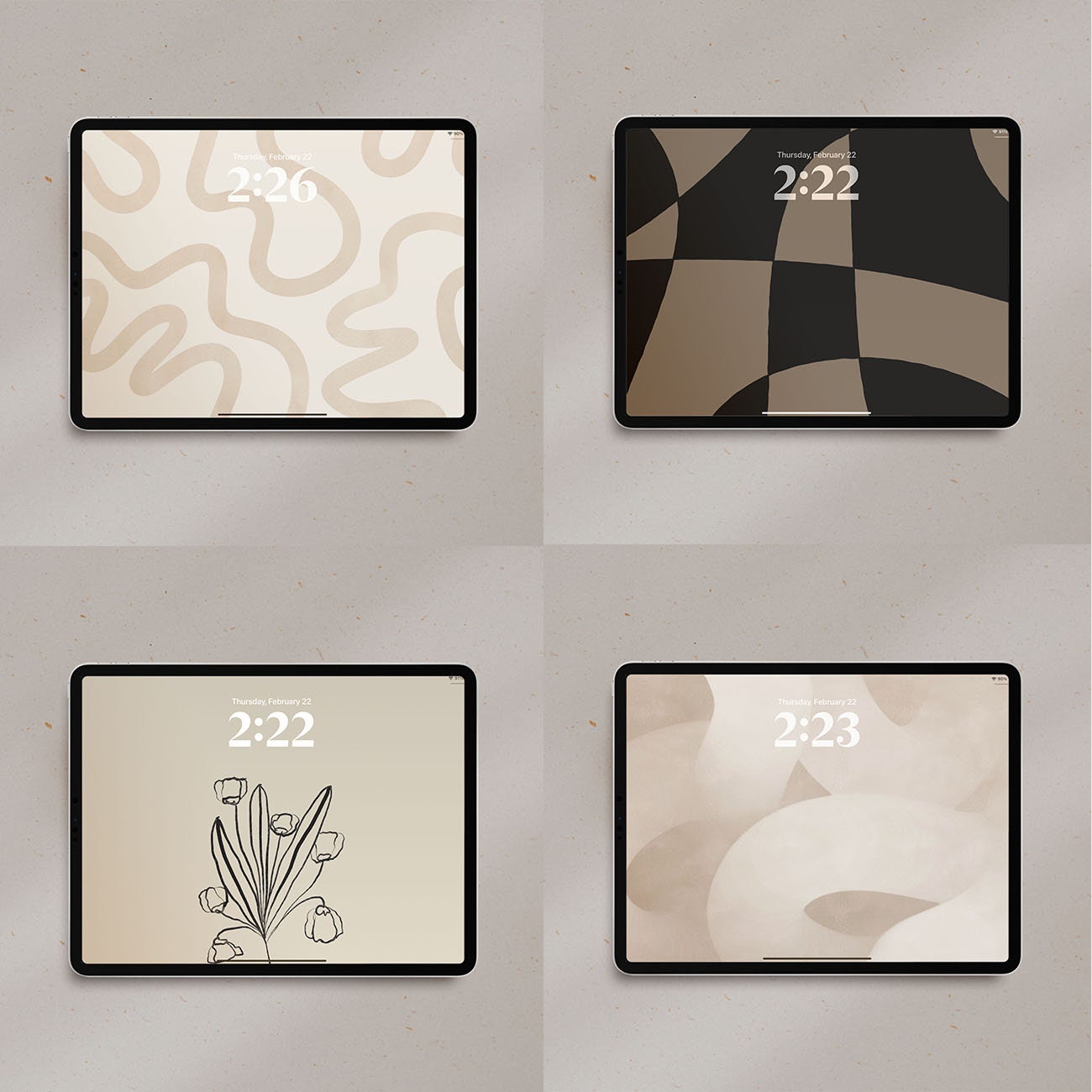 Aesthetic Bundle iPad Wallpapers Warm Neutral Tablet Home Screen Modern ...