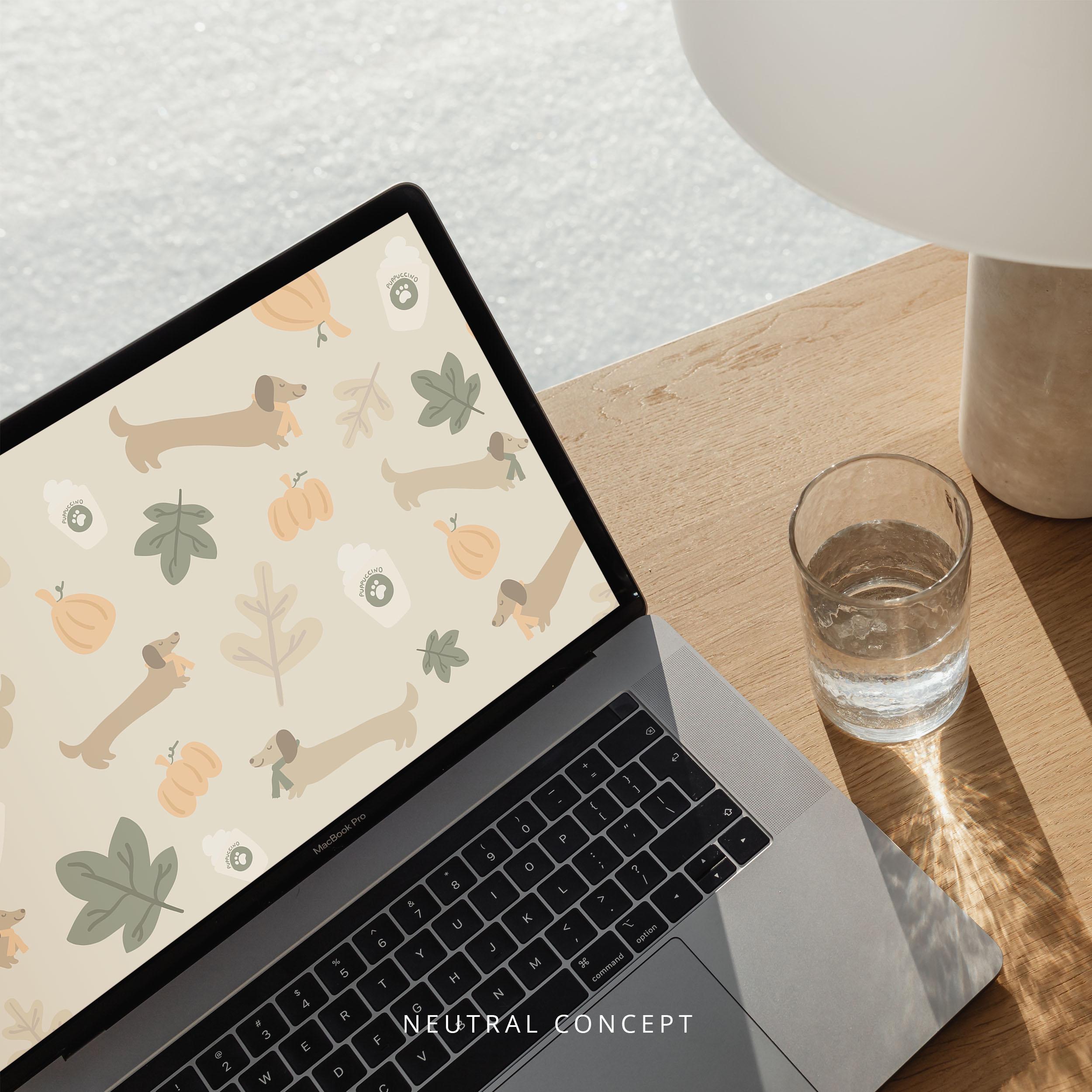 Dachshund Desktop Wallpaper: Autumn Dog Laptop Background (digital ...