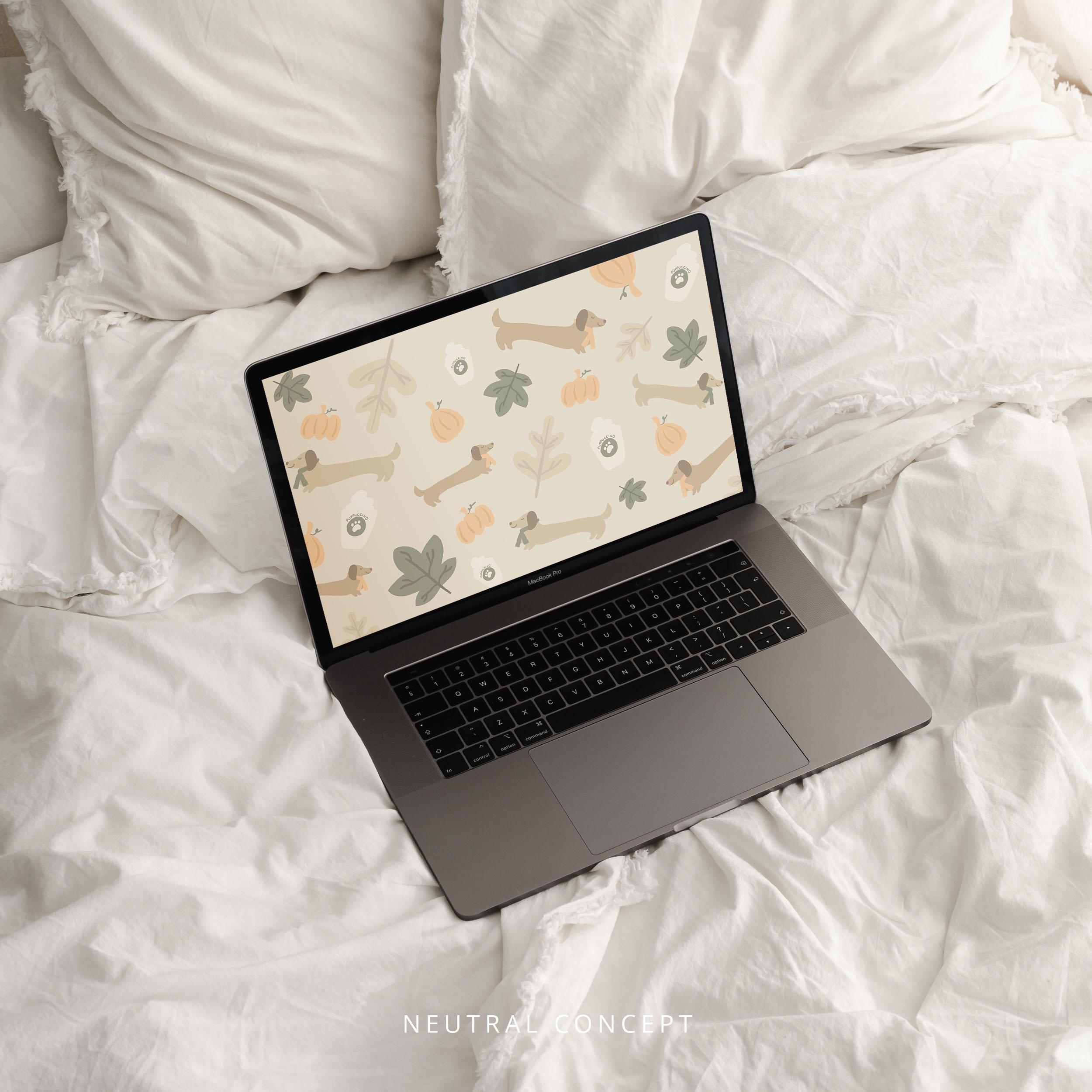 Dachshund Desktop Wallpaper: Autumn Dog Laptop Background (digital ...