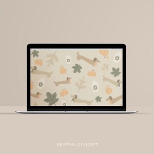 Dachshund Desktop Wallpaper: Autumn Dog Laptop Background (digital ...