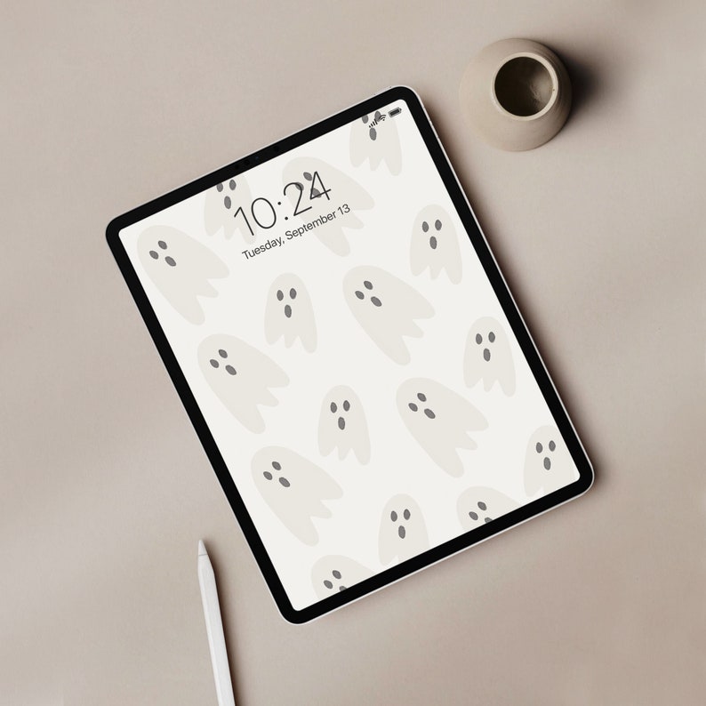 Spooky Ghost iPad Wallpaper: Minimalist Halloween Tablet Background ...