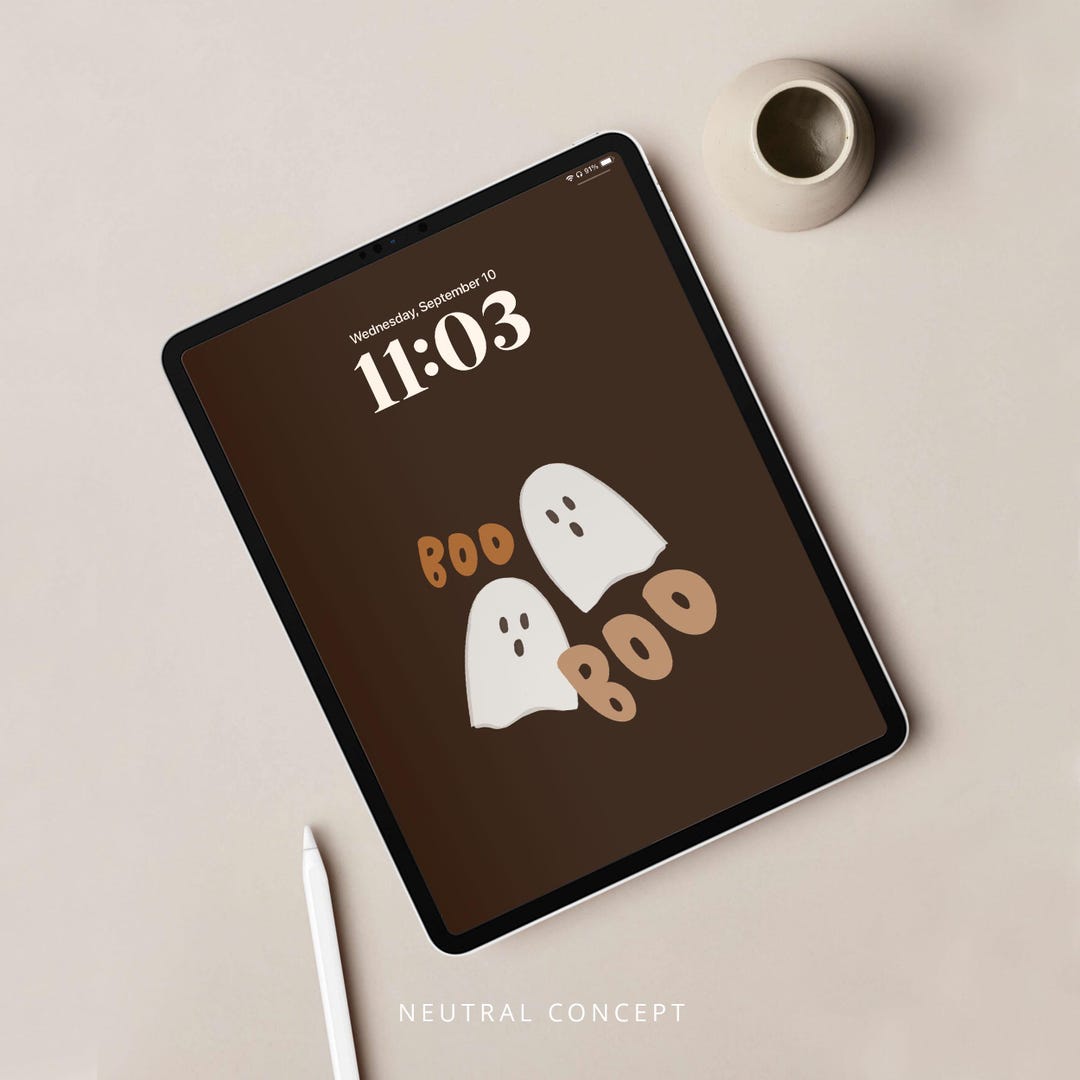 Spooky Ghost iPad Wallpaper: Neutral Halloween Tablet Background ...