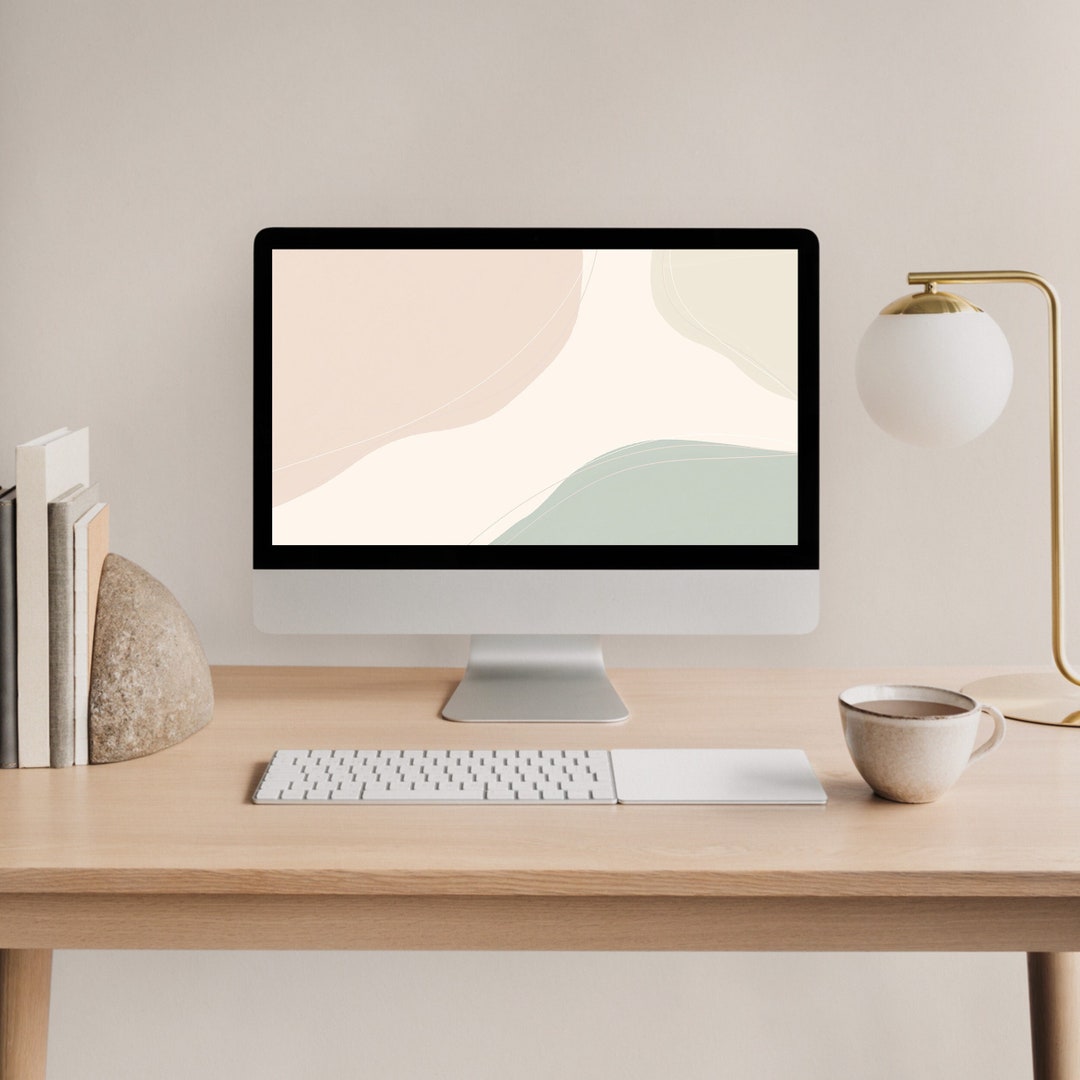 Aesthetic Desktop Digital Wallpaper Minimalist Warm Neutral Laptop ...