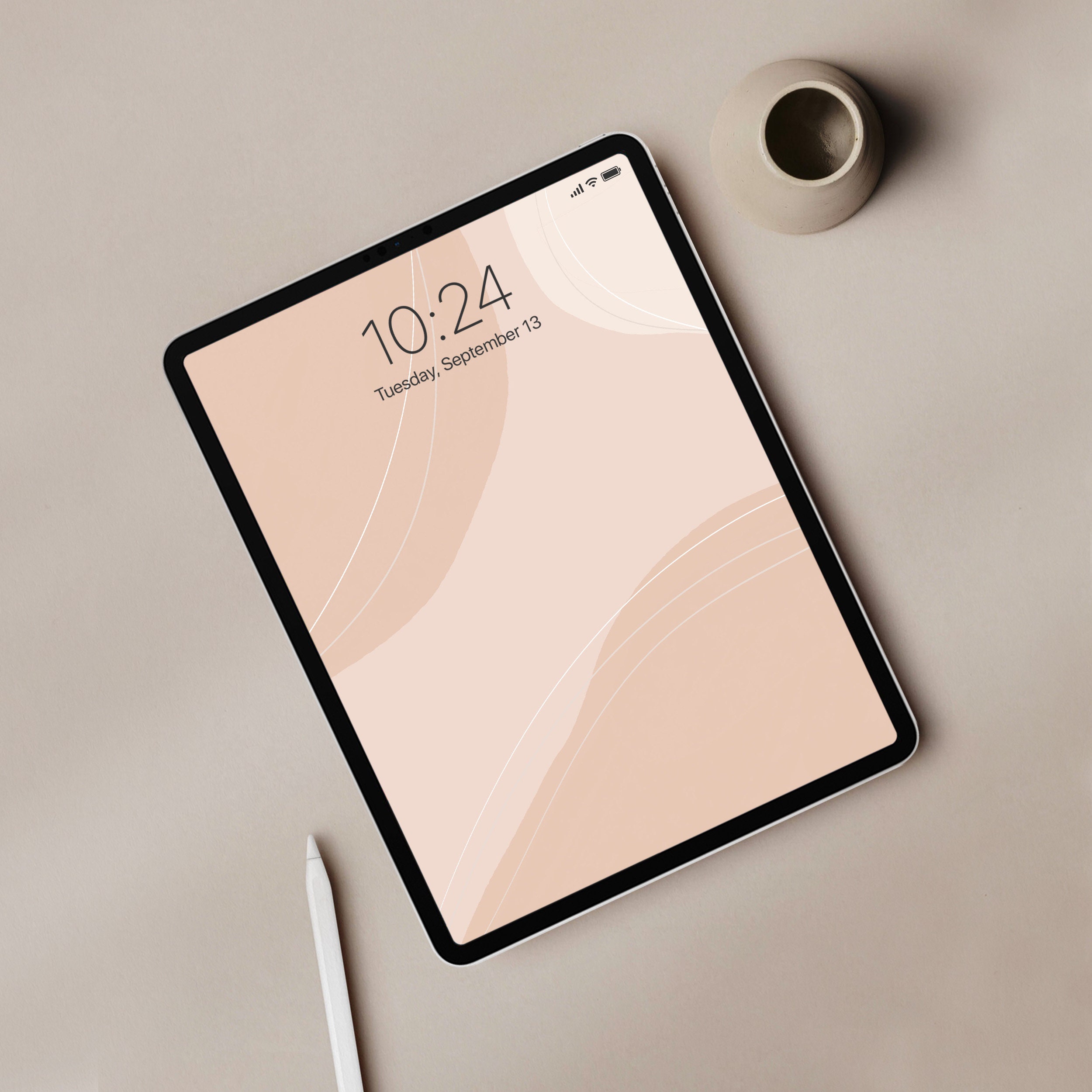 Aesthetic iPad Wallpaper Neutral Digital Tablet Background Instant ...