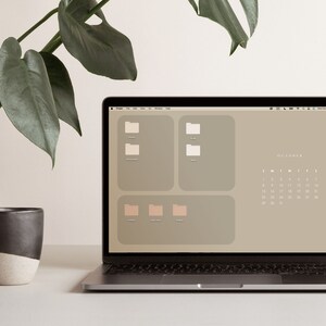 Neutral Desktop Organizer 12 Month Calendar Aesthetic Laptop Digital ...