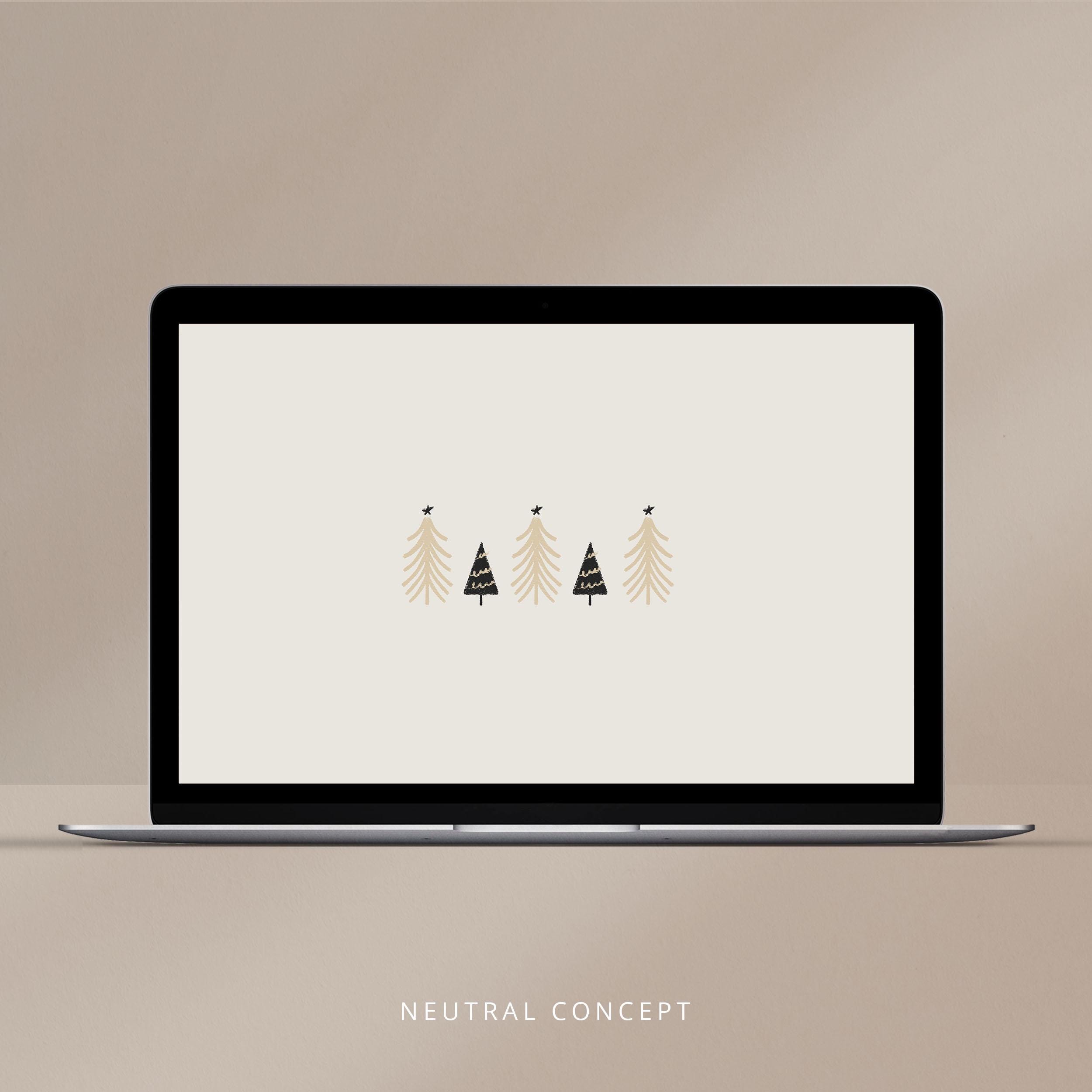 Neutral Christmas Desktop Wallpaper Bundle Minimalist Holiday Festive ...