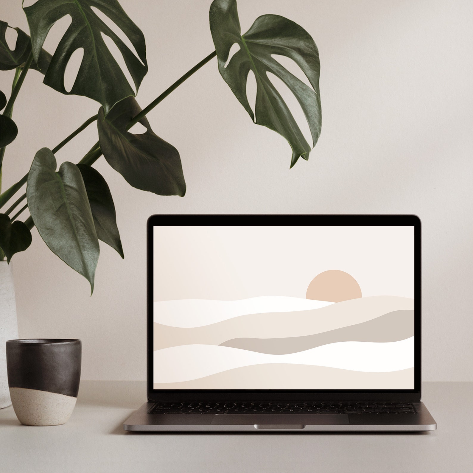 Boho Aesthetic Desktop Wallpaper Neutral Desert Laptop Digital ...