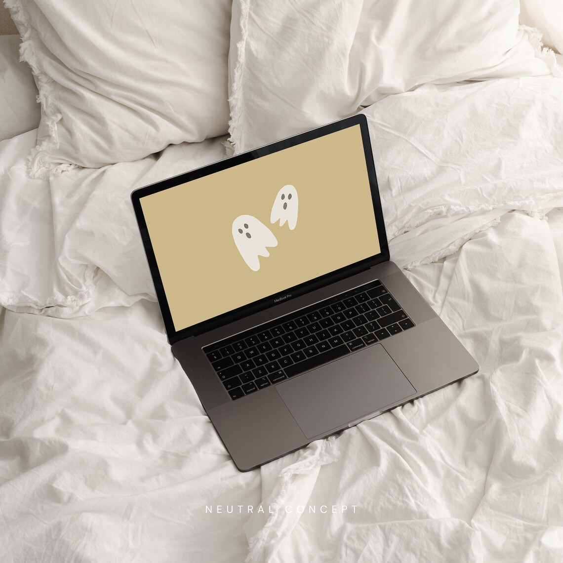 Halloween Fall Desktop Wallpaper Neutral Ghost Aesthetic Laptop ...