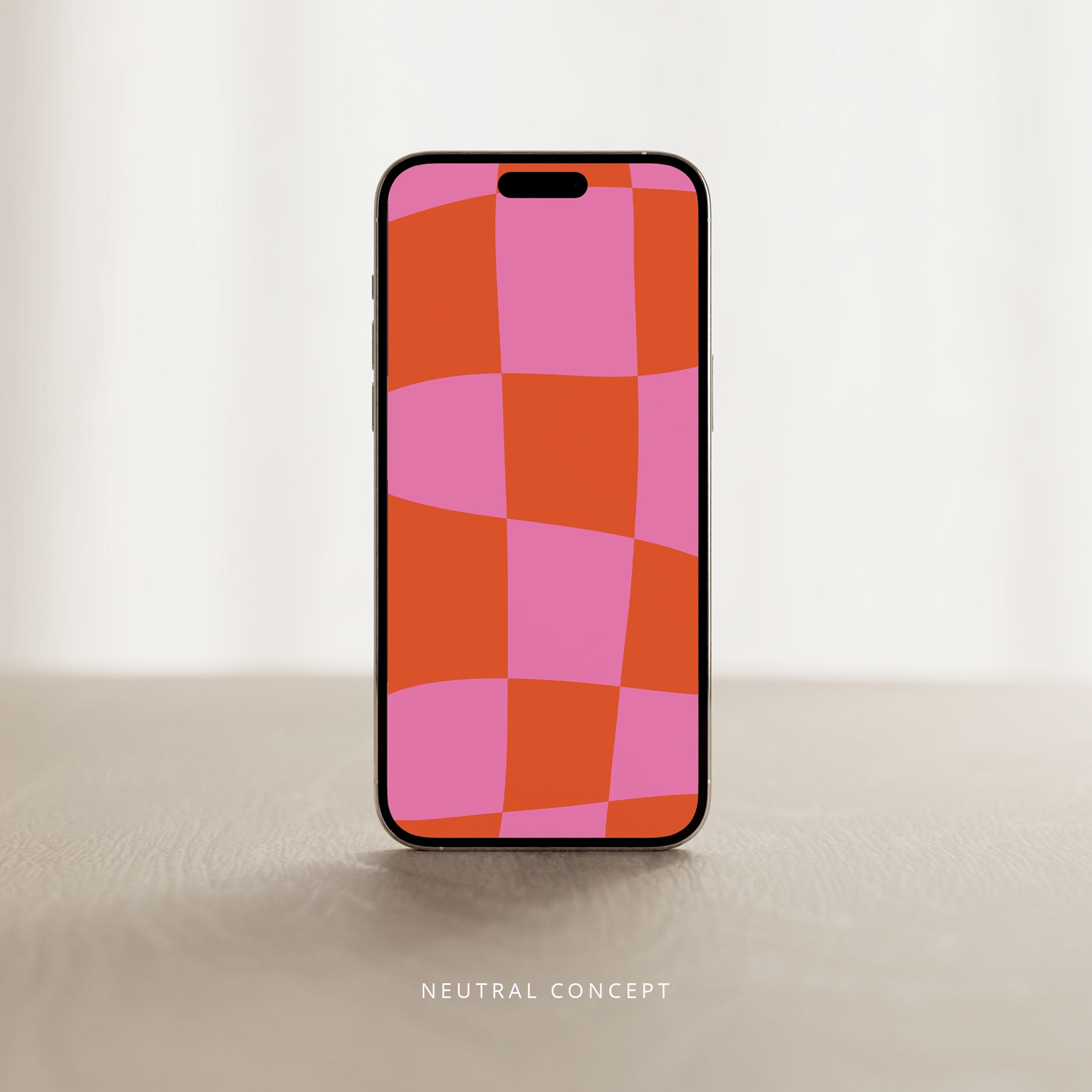 Set of 4 Phone Wallpapers Bundle Checkered iPhone Background Vibrant ...