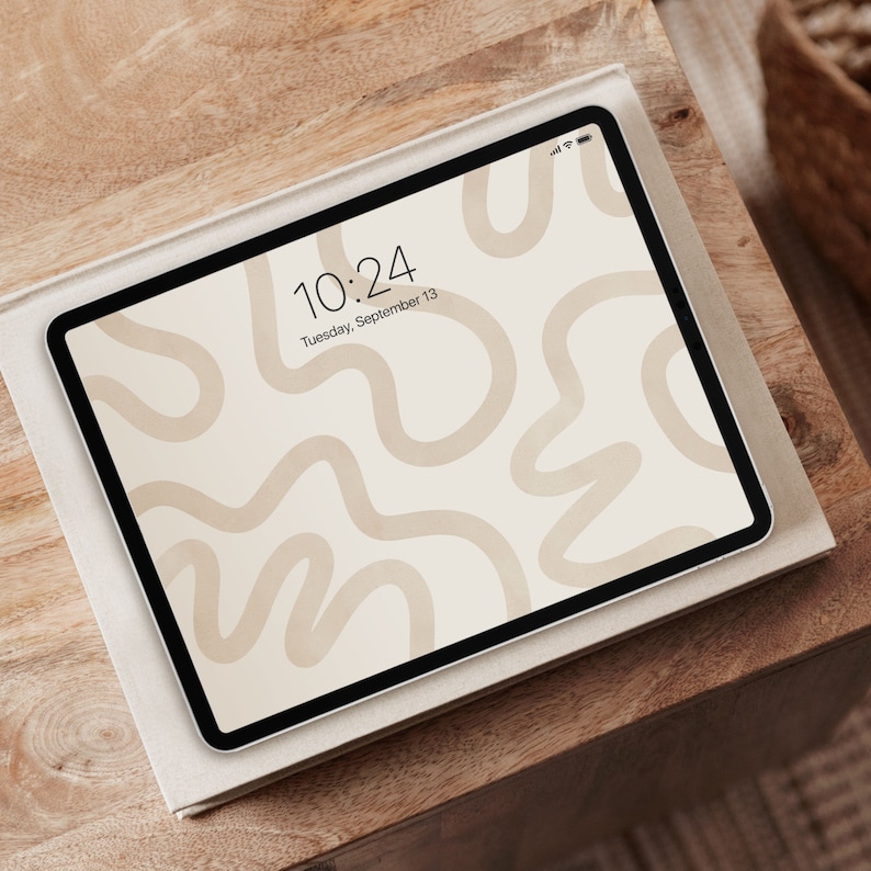 Abstract Beige Lines iPad Wallpaper: Modern Organic Tablet Background ...