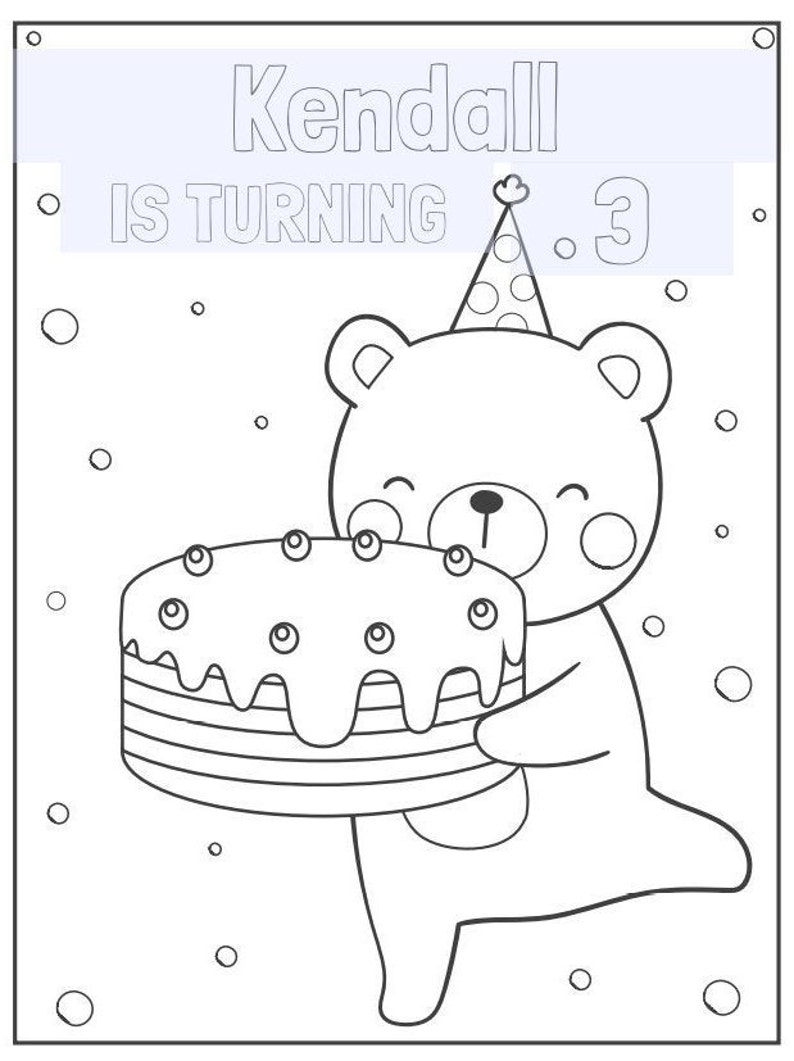 Editable Birthday Coloring Pages - Etsy