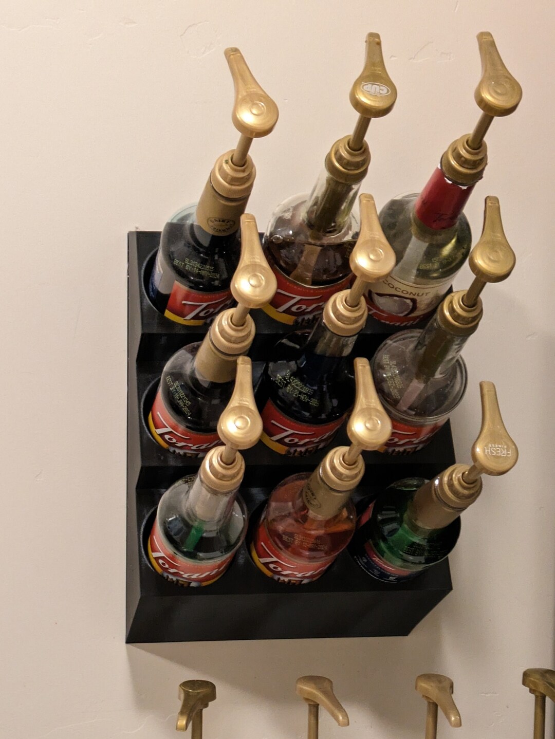 Soda Shop Syrup Rack - Wall Mount Flavor Syrup Holder - Fits Torani 25. ...