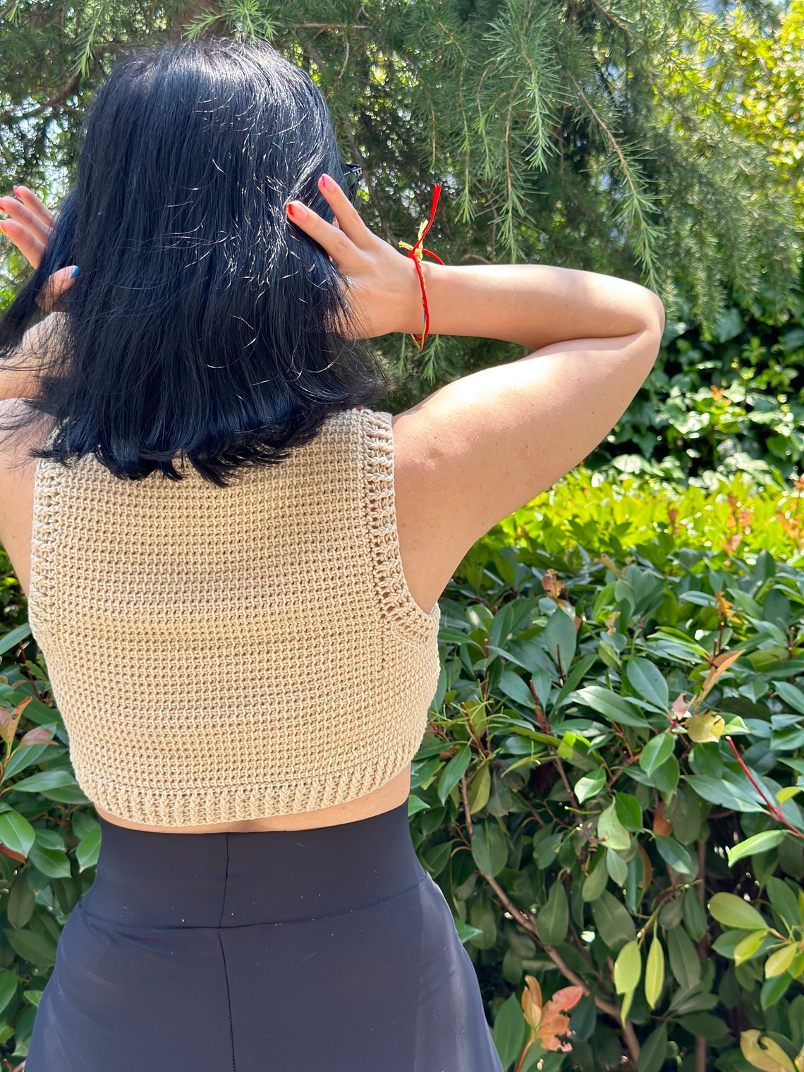 Woman Tunisian Crochet Patchwork Colorful Crop-top, Handmade With ...