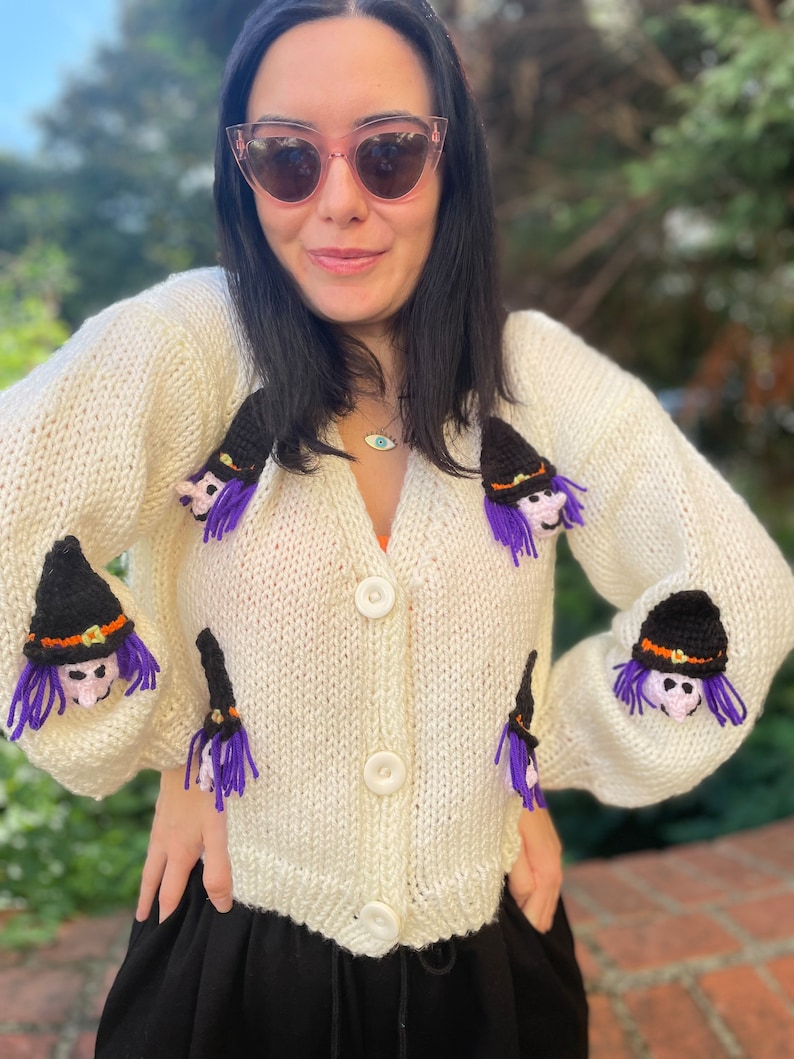 Handmade Halloween Cardigan: Embroidered Witches Bolero Sweater - Etsy