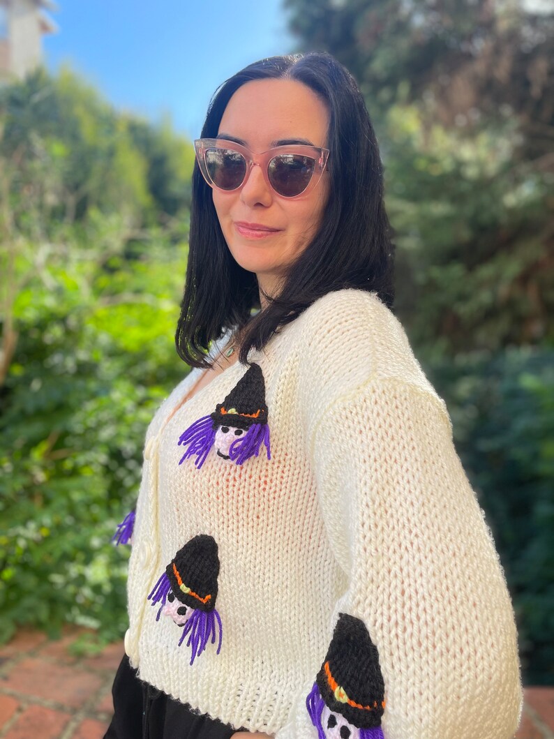 Handmade Halloween Cardigan: Embroidered Witches Bolero Sweater - Etsy