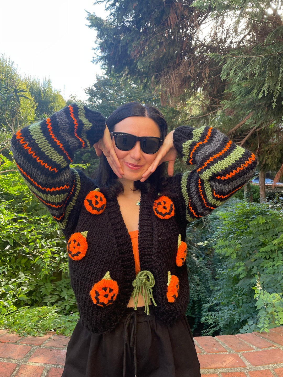 Embroidered Pumpkin Cardigan: Striped Halloween Bolero Sweater - Etsy