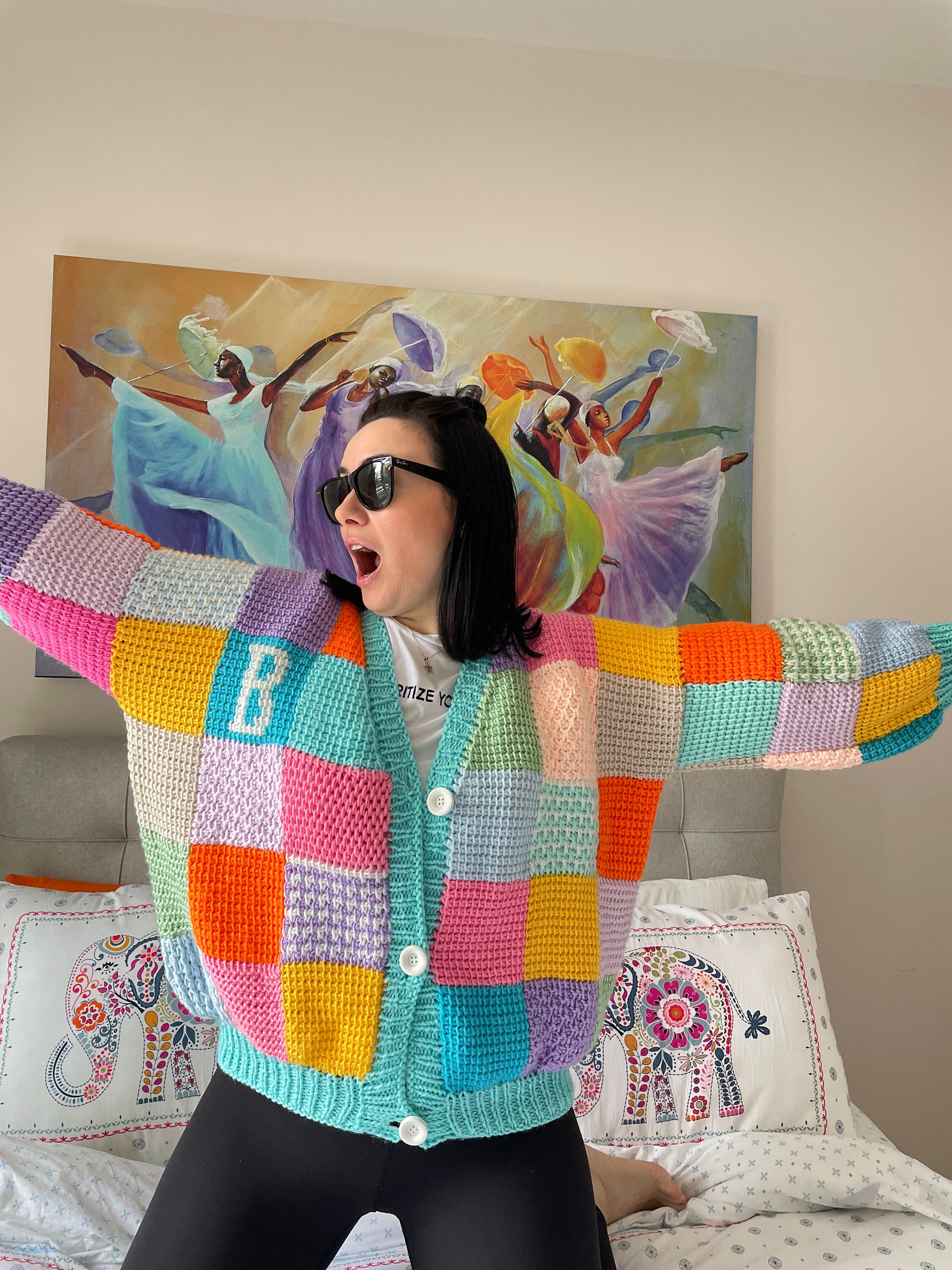 Harry Styles Knitted Letter Embroidered Cardigan,multicolor ...