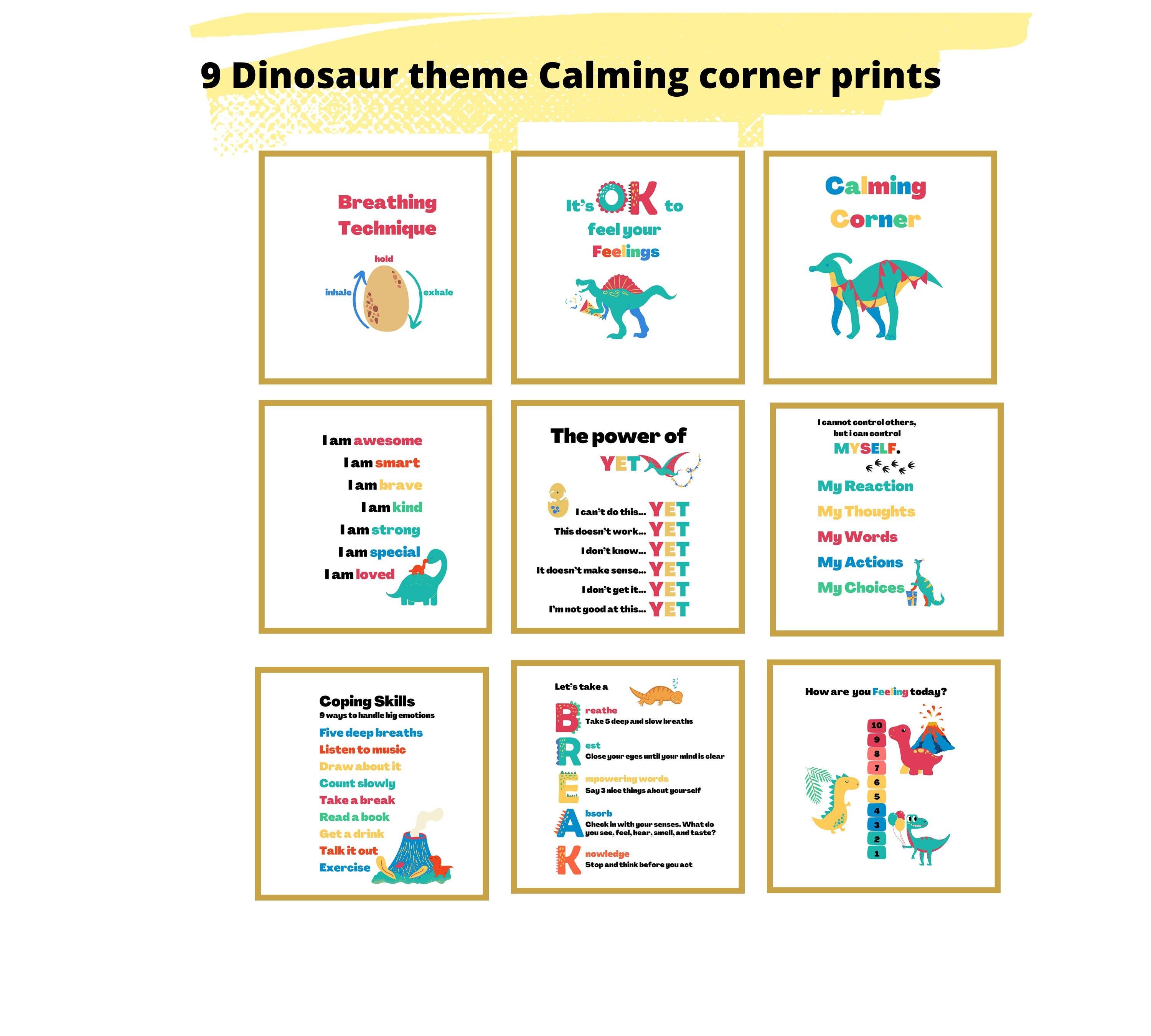 9 Dinosaur Theme Calming Corner Prints Kids Room Promote Mental Well ...